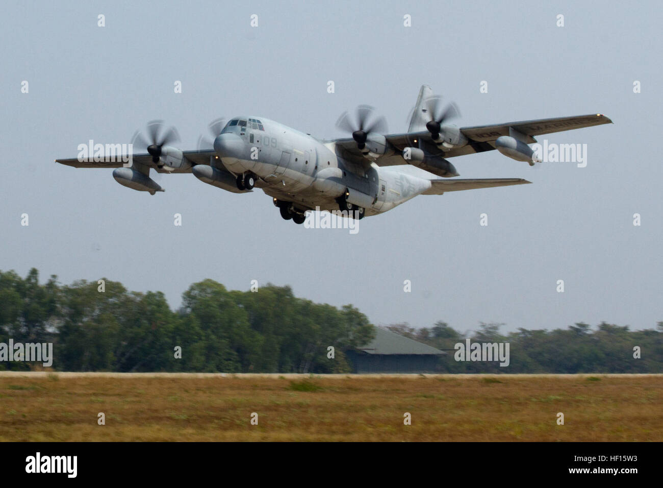 A U.S. Marine KC-130J Hercules takes off from Wing One Royal Thai Air ...