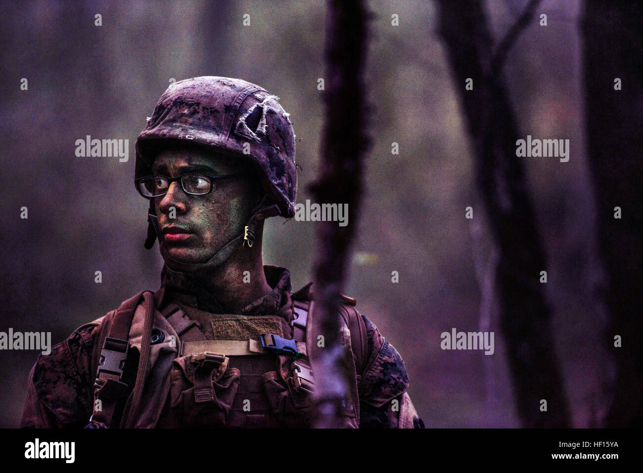 Marines patrol through the forest of Camp Geiger, N.C. during patrol ...