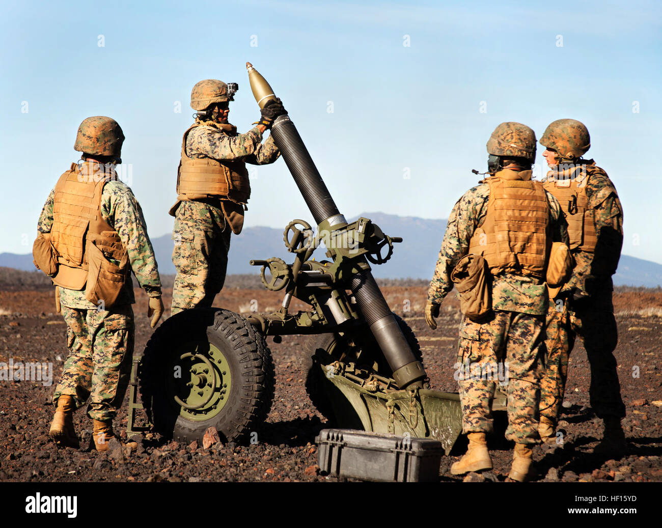 A field artilleryman with Alpha Battery, 1st Battalion, 12th Marine ...