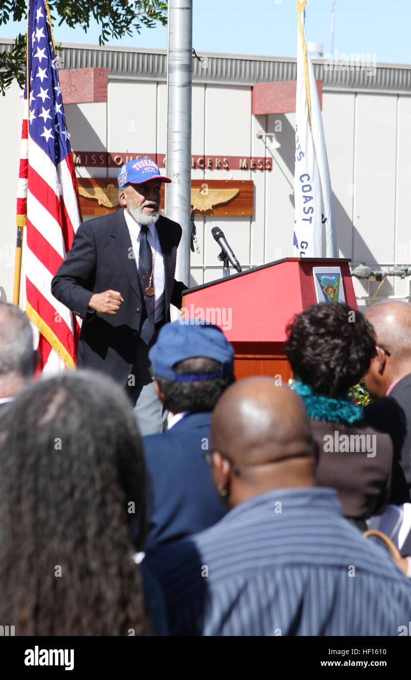 Retired Air Force Master Sgt. Nelson Robinson, a Tuskegee Airman, leads ...