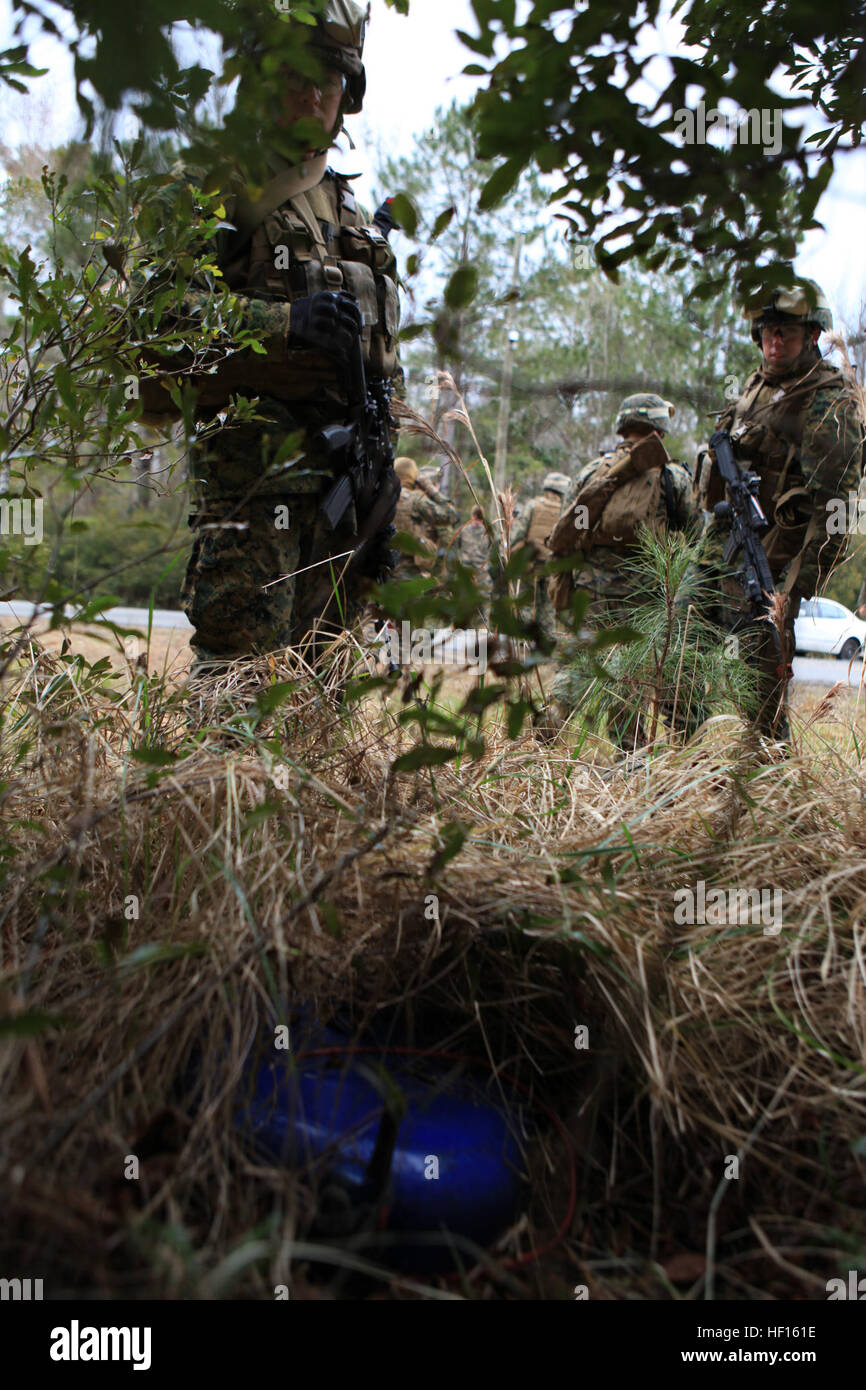 Second Light Armored Reconnaissance Battalion infantrymen examine a ...