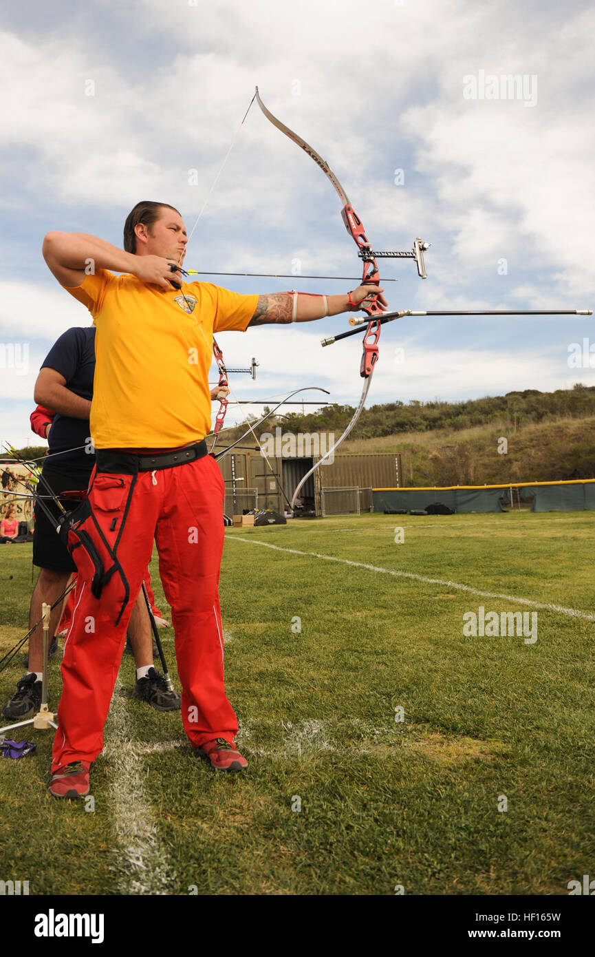 U.S. Marine Corps Sergeant Stephen Lunt with the veterans team shoots ...