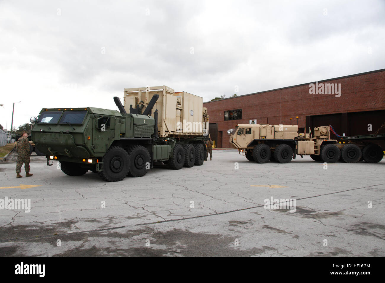 Tactical semitrucks with Marine Wing Support Squadron 274 prepare for ...