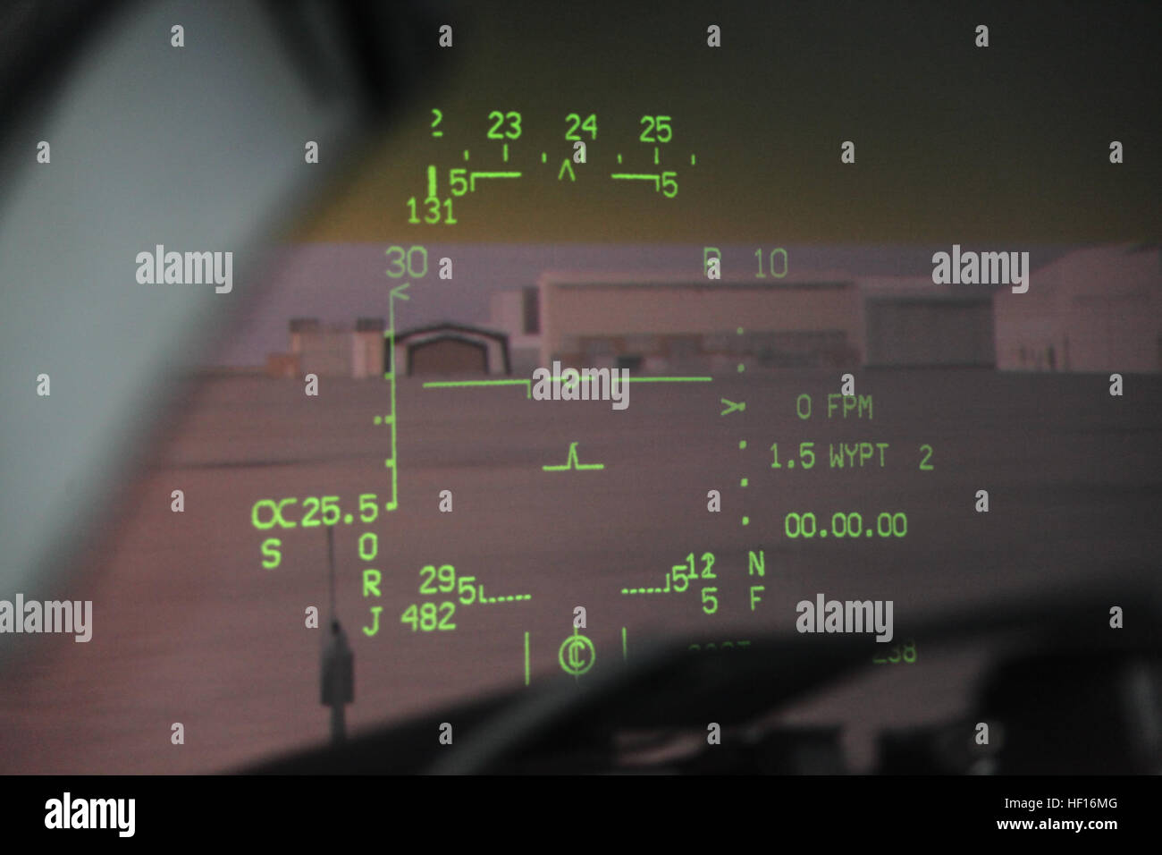 The heads-up display inside an AV-8B Harrier displays many of the ...