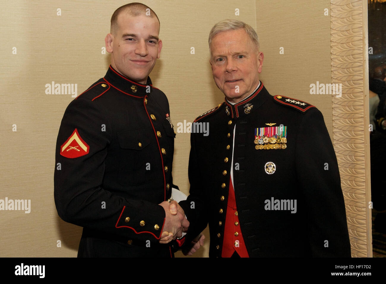 The 35th Commandant of the Marine Corps, Gen. James F. Amos, right ...