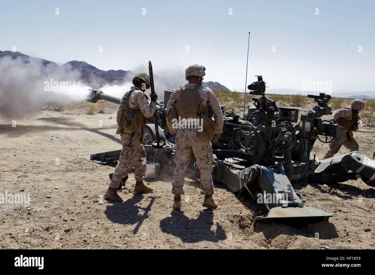 U.S. Marines with Battery K, 3rd Battalion, 12th Marine Regiment fire ...