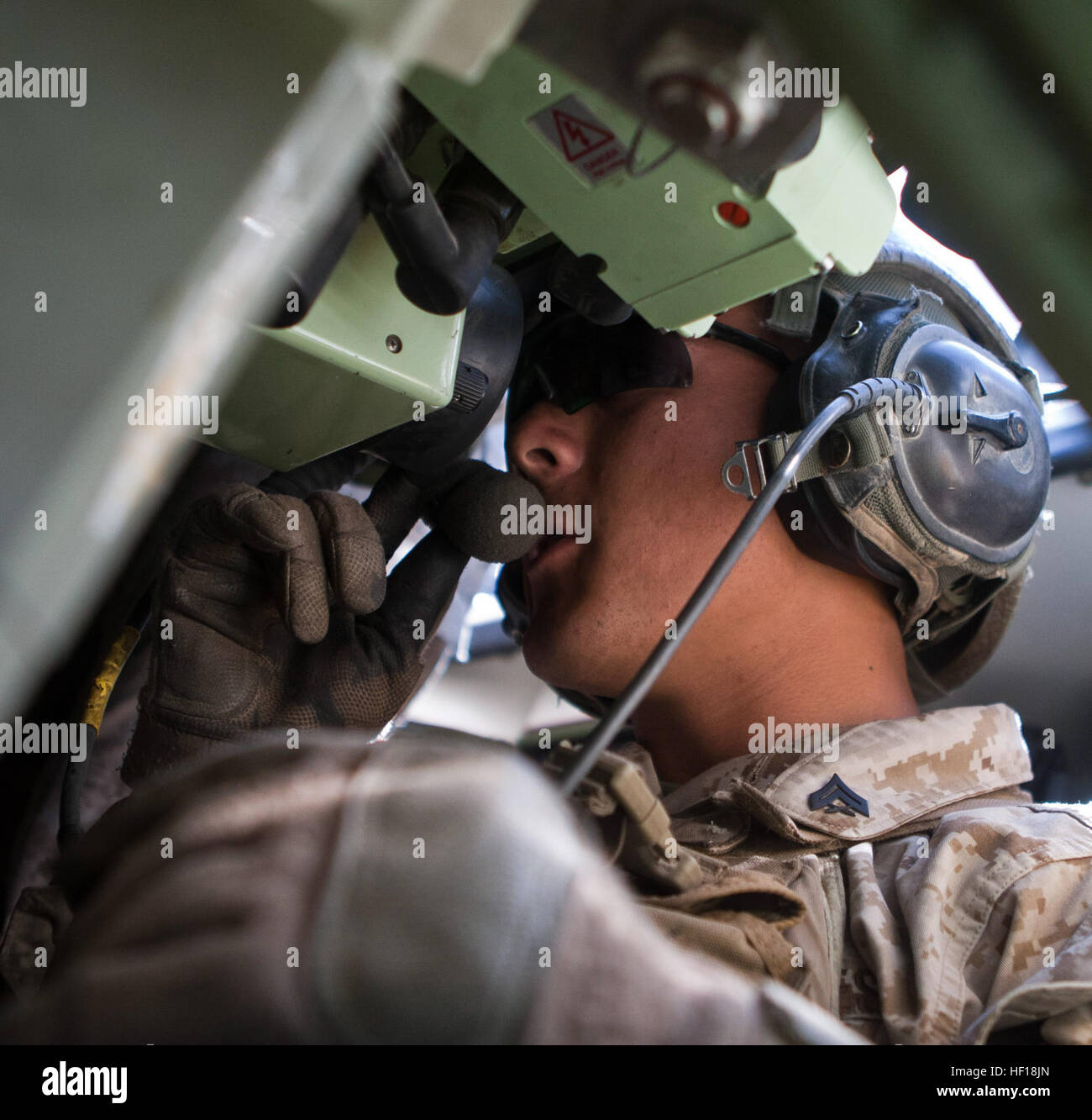 U.S. Marine Corps Cpl. Leonardo Saldivar a Light Armored Vehicle (LAV ...
