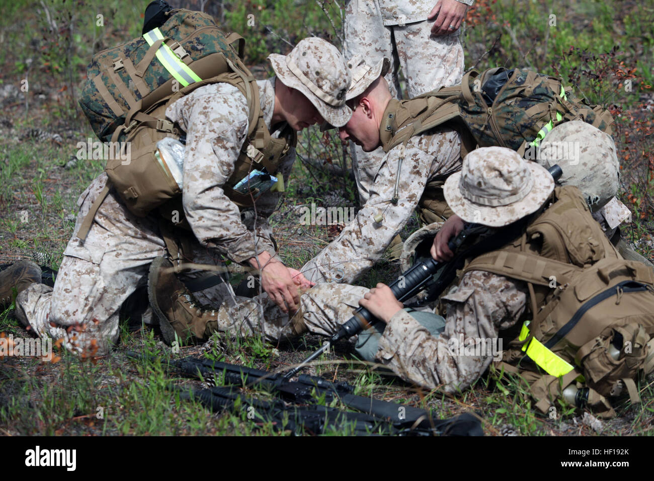 Marines with 2nd Maintenance Battalion, 2nd Marine Logistics Group use combat life saver skills ...