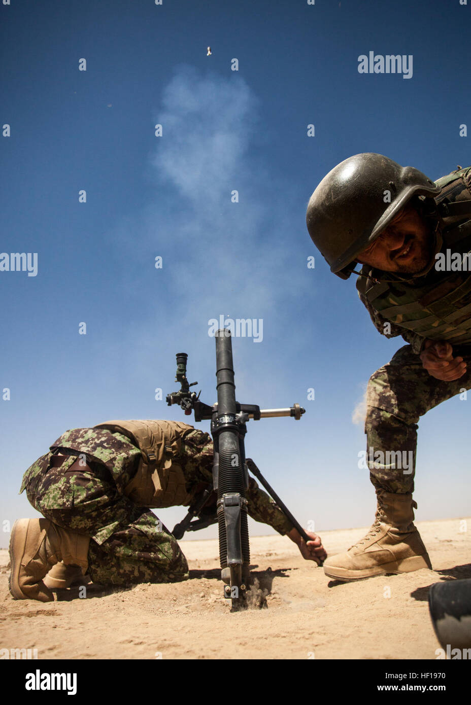 Afghan National Army soldiers with the 215 Corps fire 60mm high ...