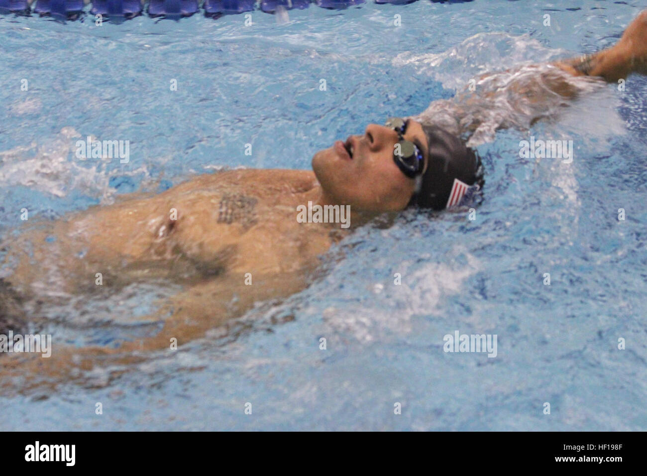 Cpl. Jonathan Ray, from Whittier, Calif., swims during the All-Marine ...