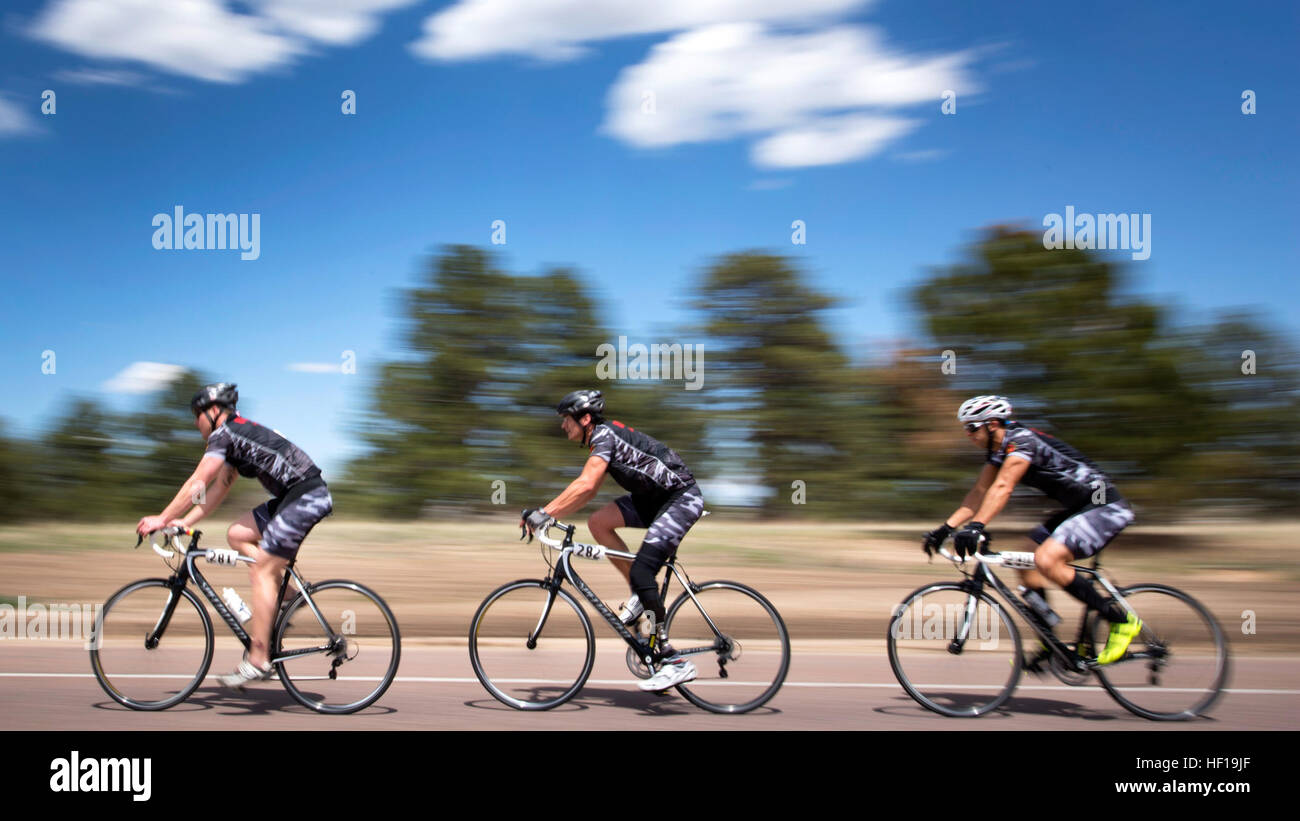 Marines pass the halfway point during the 30k upright cycling ...