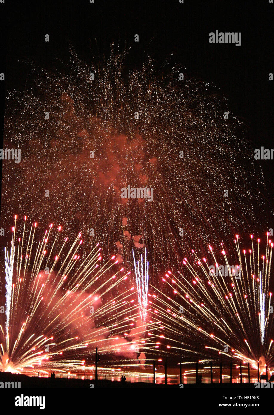 Fireworks illuminate Penny Lake during the station's fireworks display ...