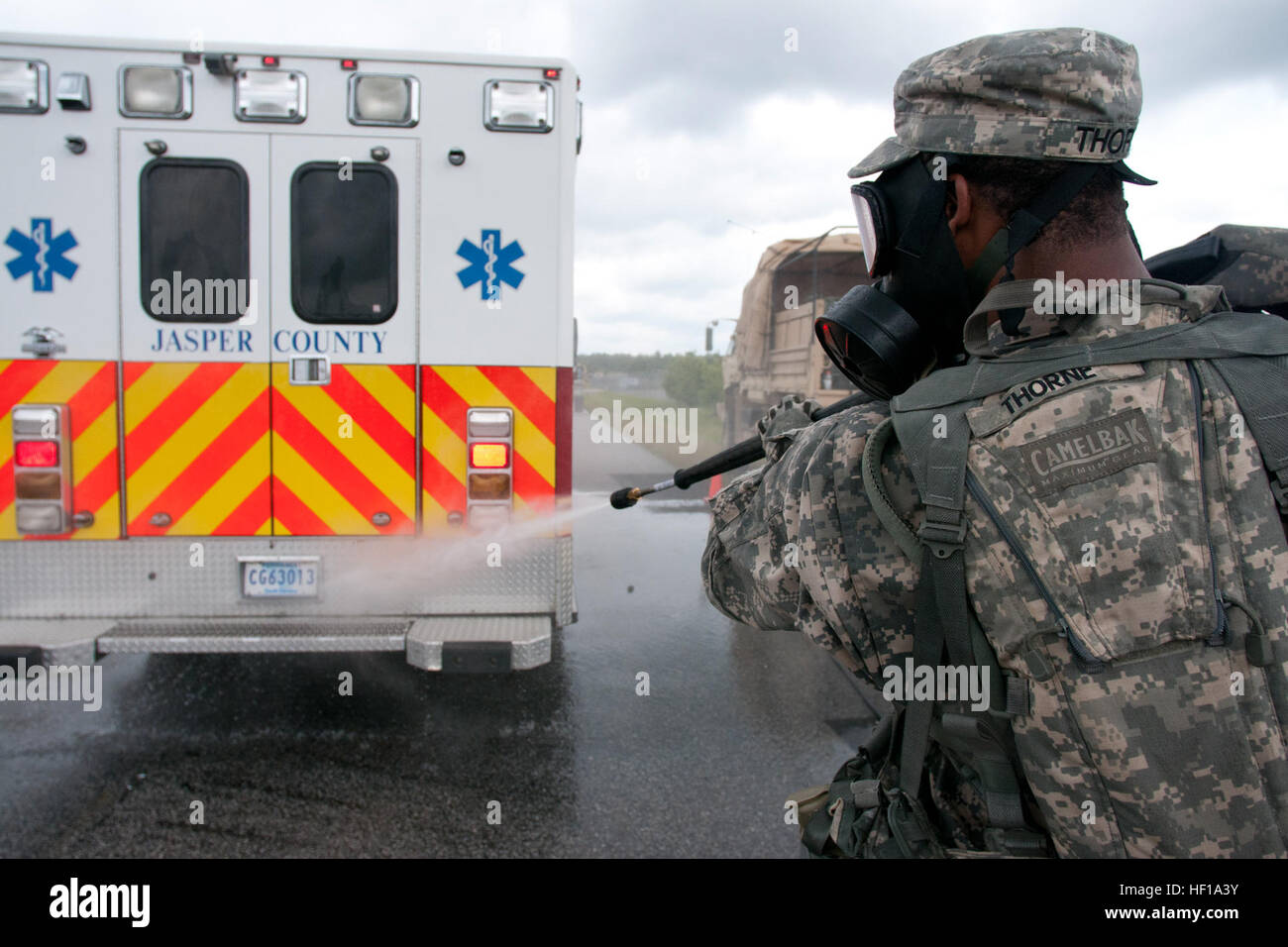 U.S. Army Pfc. Freddie Throne from Landover, M.D., with the 108th ...