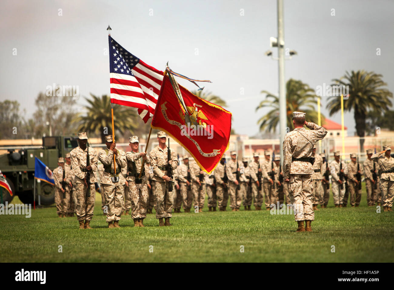 Combat Logistics Regiment 17’s color guard presents the colors during ...