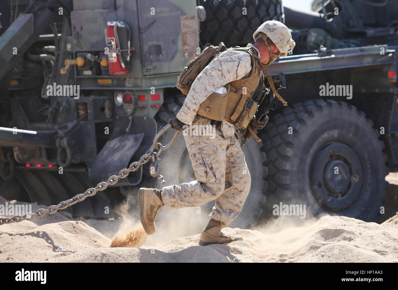 A Marine with Combat Logistics Battalion 6, 2nd Marine Logistics Group ...