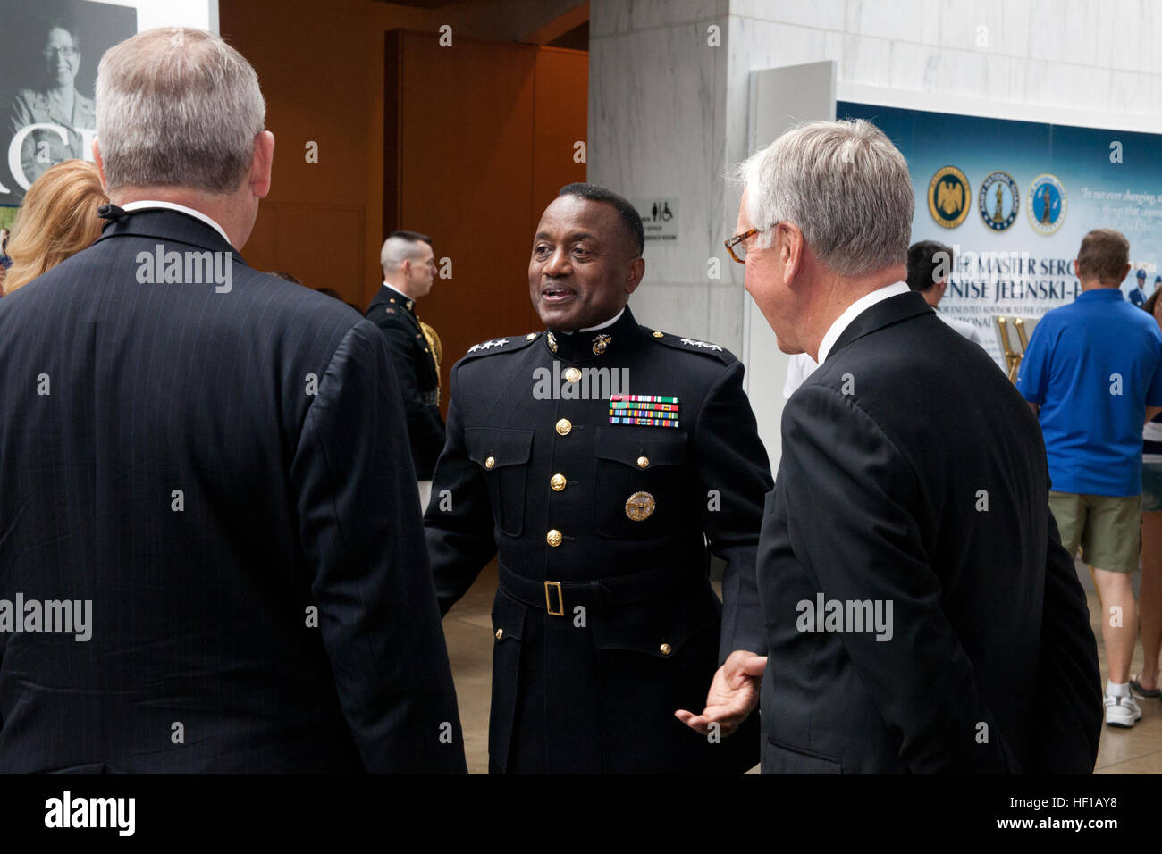 U.S. Marine Corps Lt. Gen. Willie J. Williams, center, speaks with ...