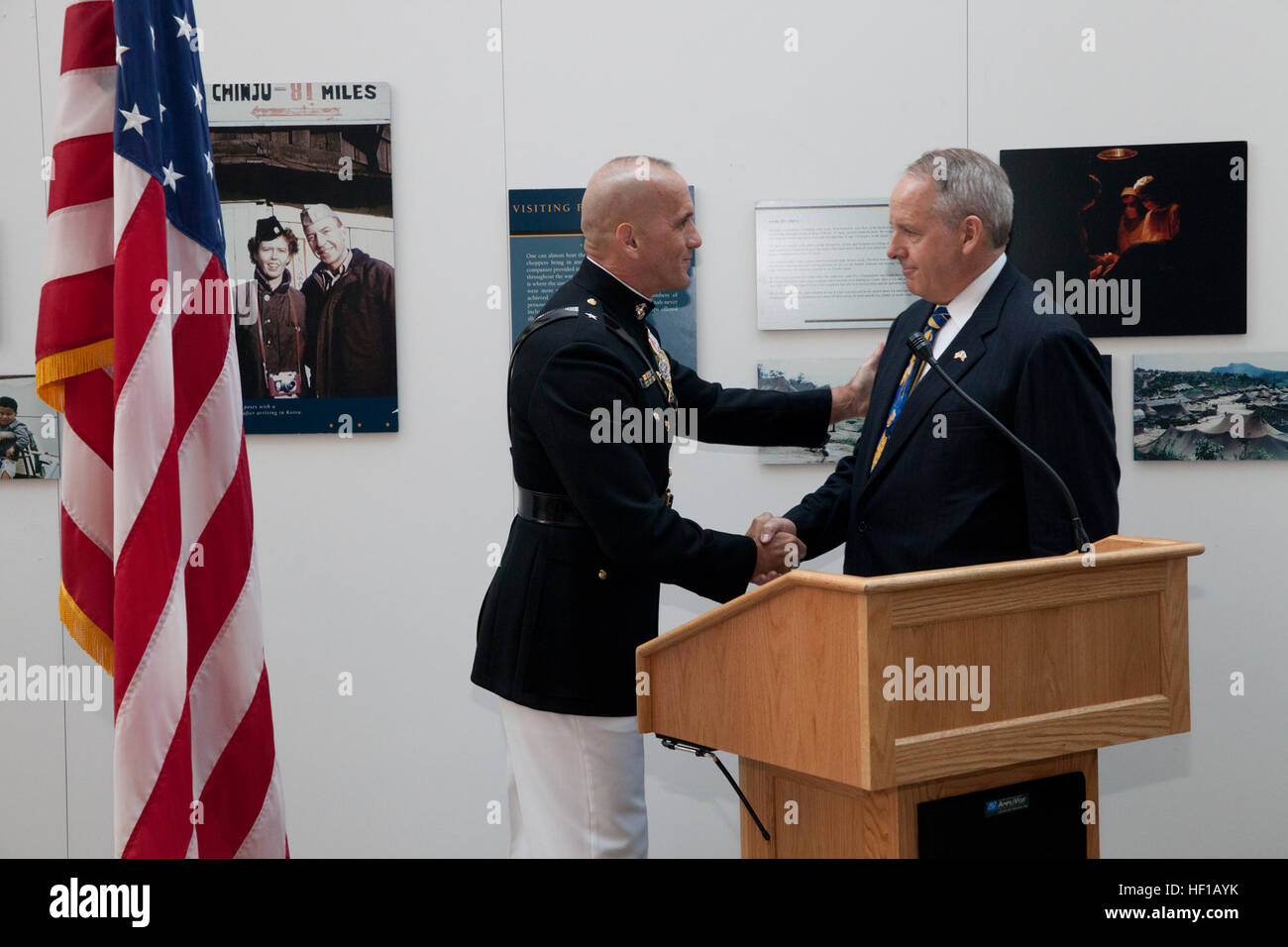 U.S. Marine Corps Brig. Gen. Richard L. Simcock II, left, the deputy ...