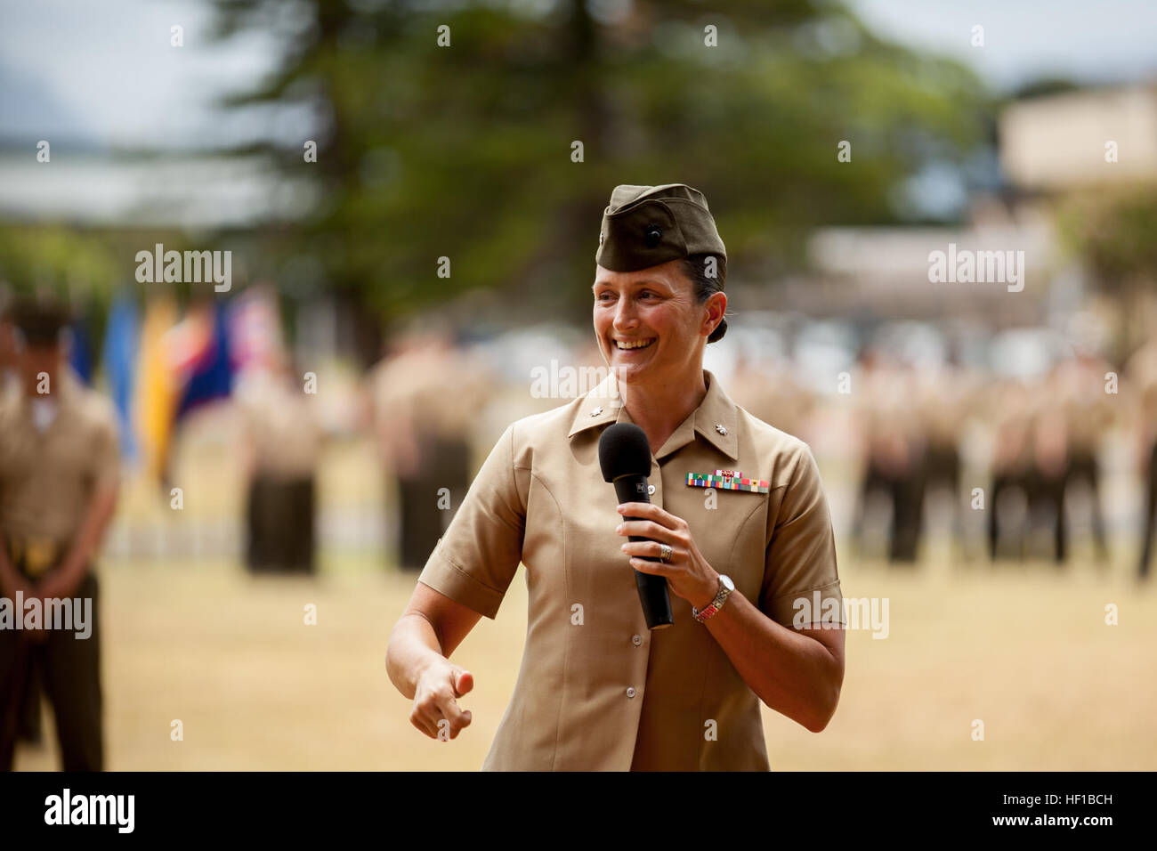 U.S. Marine Lieutenant Colonel Carolyn D. Bird, outgoing Commanding ...