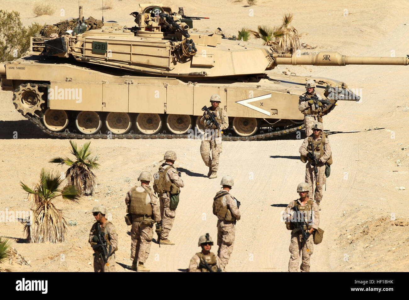 Marines with Company B, 1st Tank Battalion, train along side Australian ...