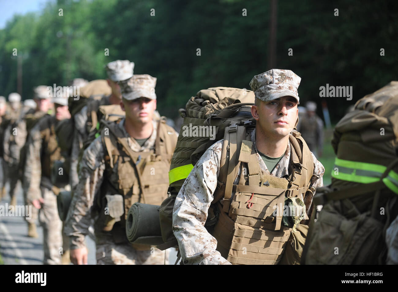 Permanent personnel Marines from The Basic School conduct a 10-mile ...