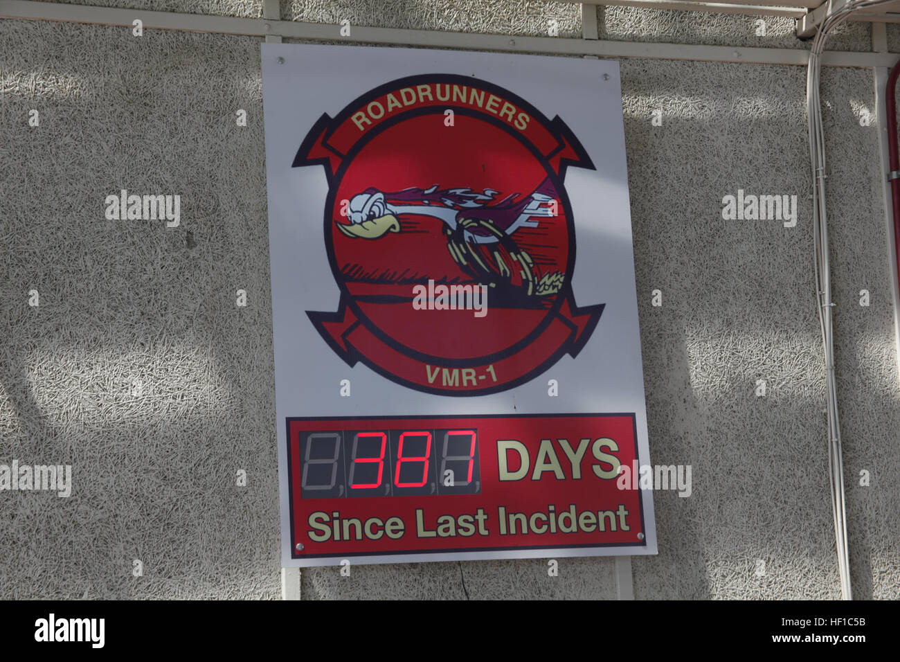 A sign serves as a constant reminder to Marine Transport Squadron 1 ...