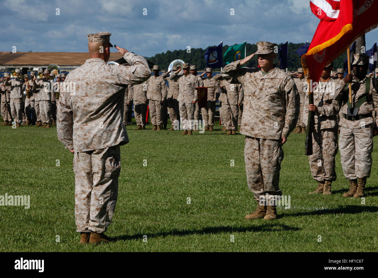 Lieutenant Colonel Rollin D. Brewster (right), outgoing Commanding ...