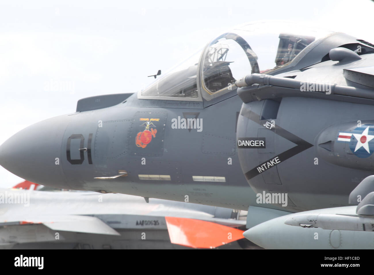 A AV-8B Harrier jet with Marine Attack Squadron (VMA) 211, Marine ...
