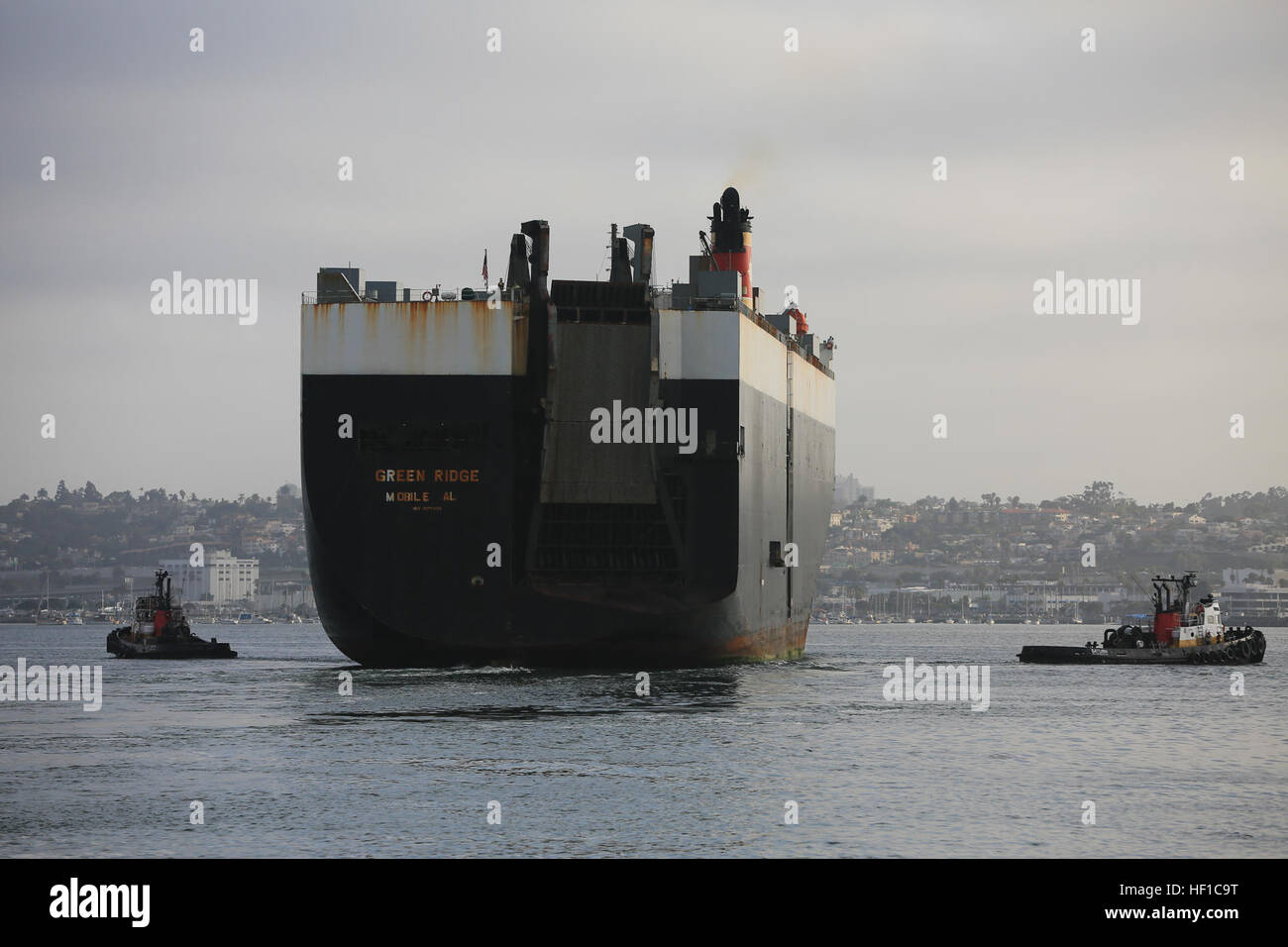 The USNS Green Ridge (T-AK-9655), carrying U.S. Marine Corps MV-22B ...