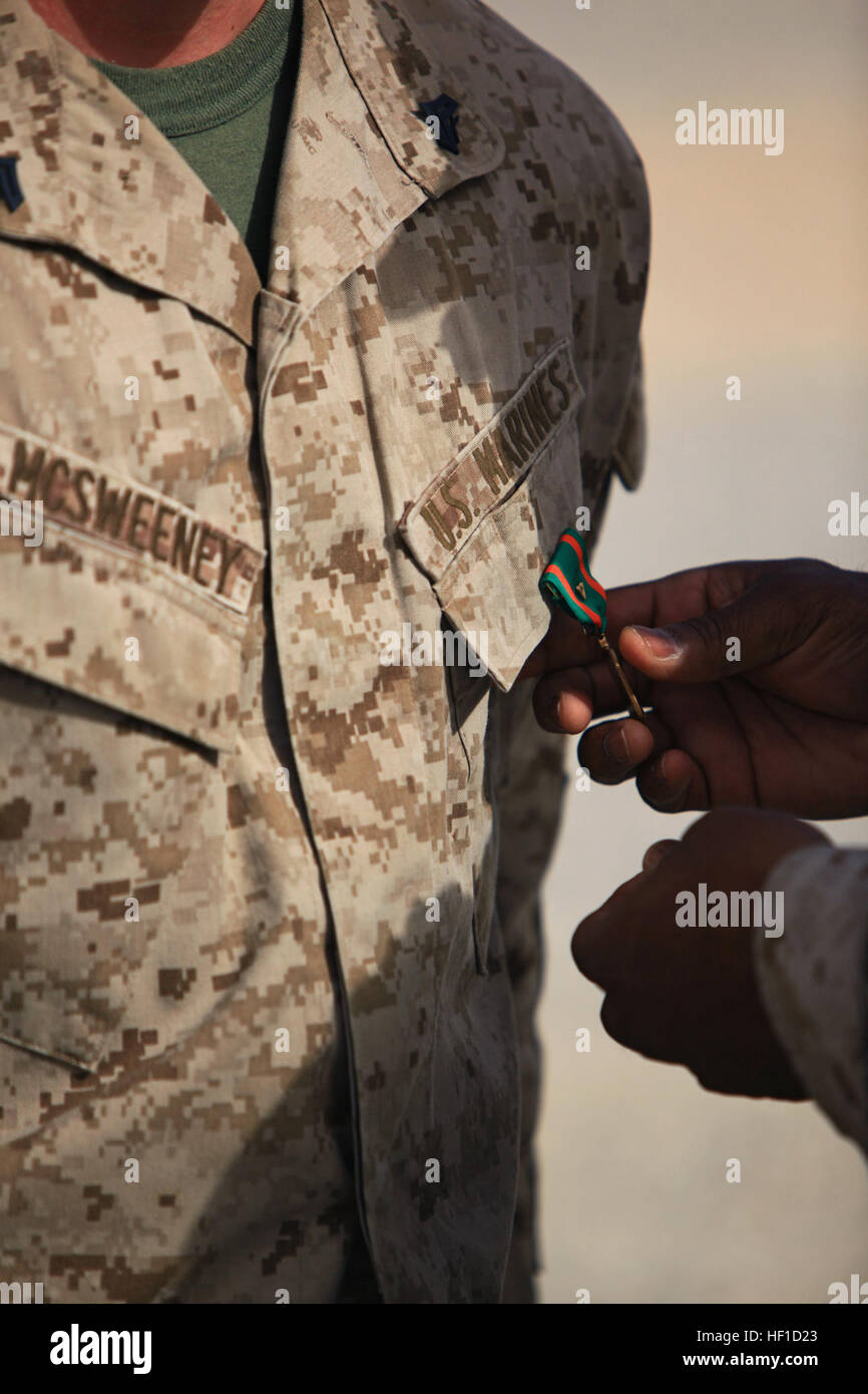 A Marine from Combat Logistics Regiment 2 is awarded the Navy and ...