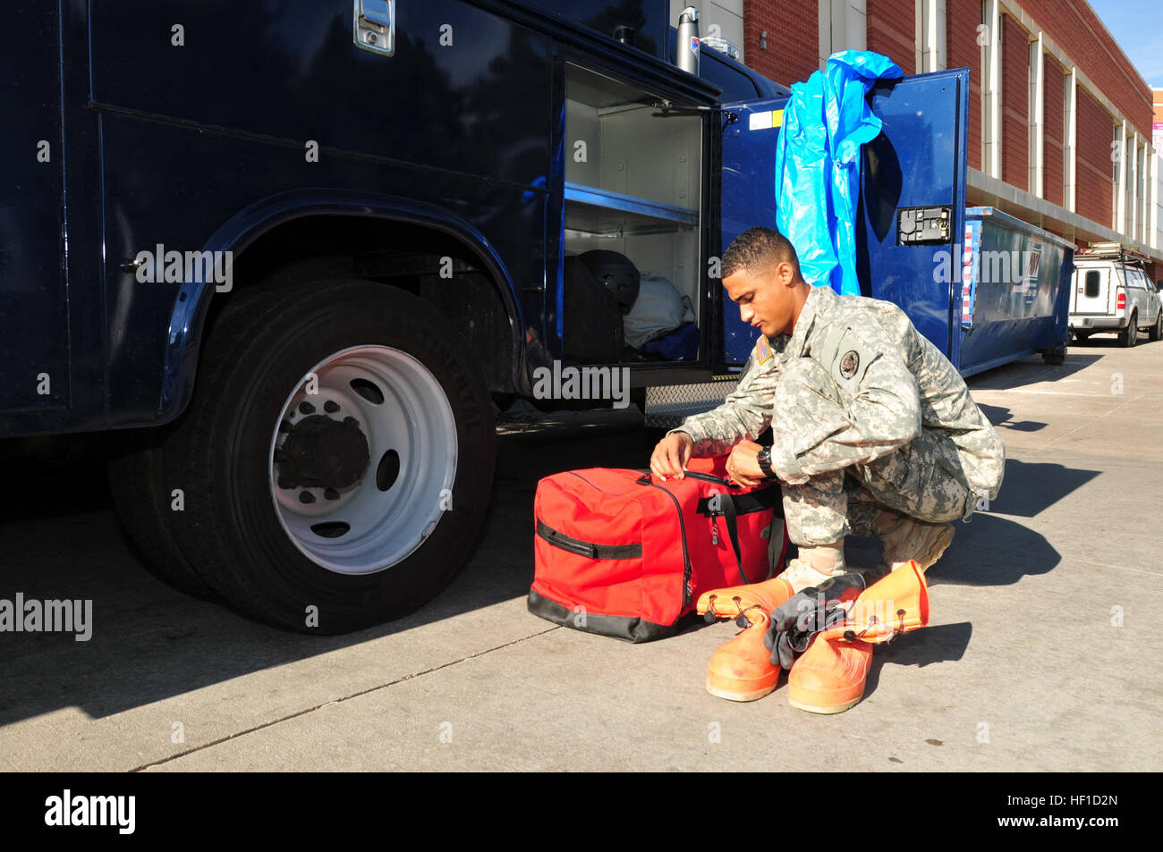 U.S. Army Staff Sgt. Richard Jager, 92nd Civil Support Team, readies ...