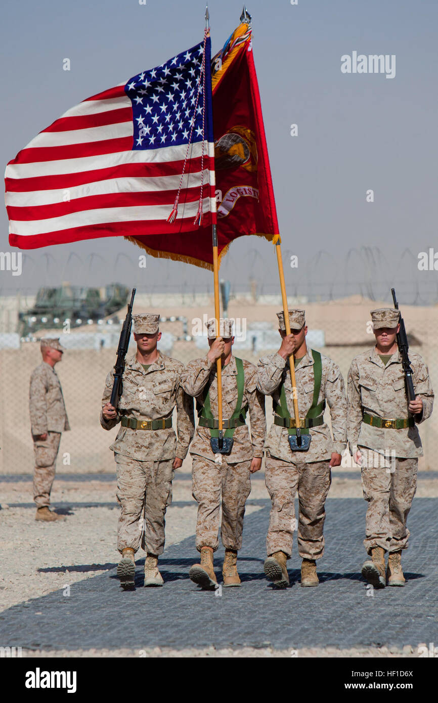 The U.S. Marine color guard with Combat Logistics Regiment 2 takes part ...