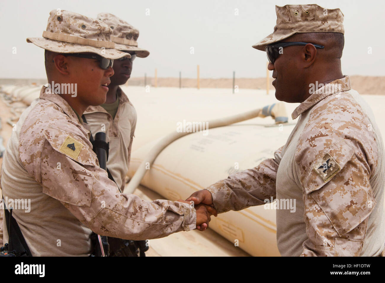 U.S. Marine Col. Dwayne Whiteside, right, commanding officer of Combat ...
