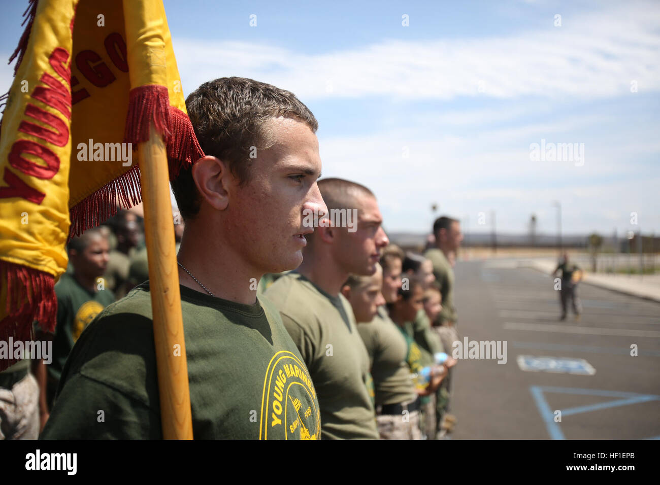 Young Marine Pfc. Robert Fabregas, 15, stands as guide for the San ...