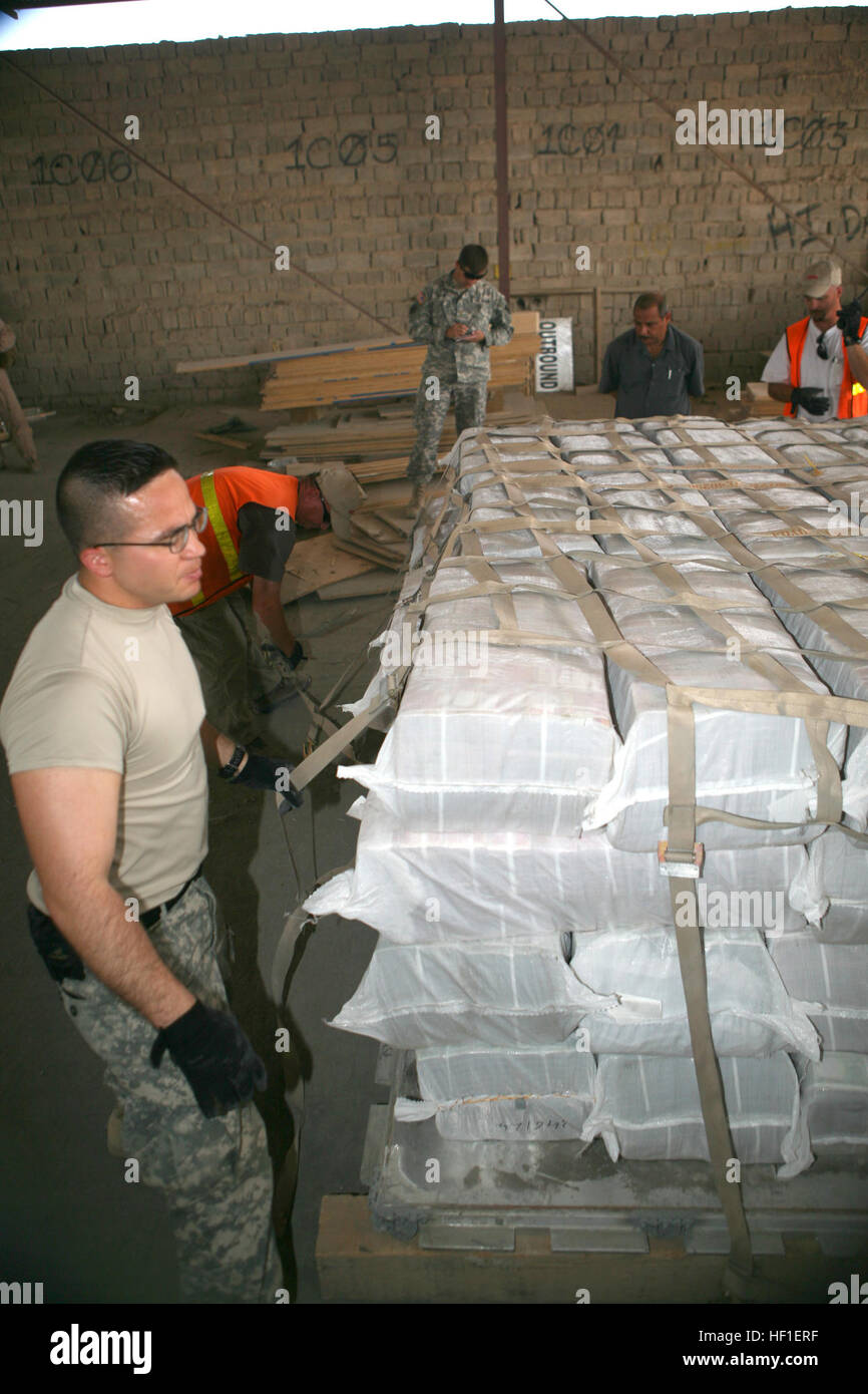 1st Lt. Charokee Molina, 386 Port Movement Control Team, straps down ...