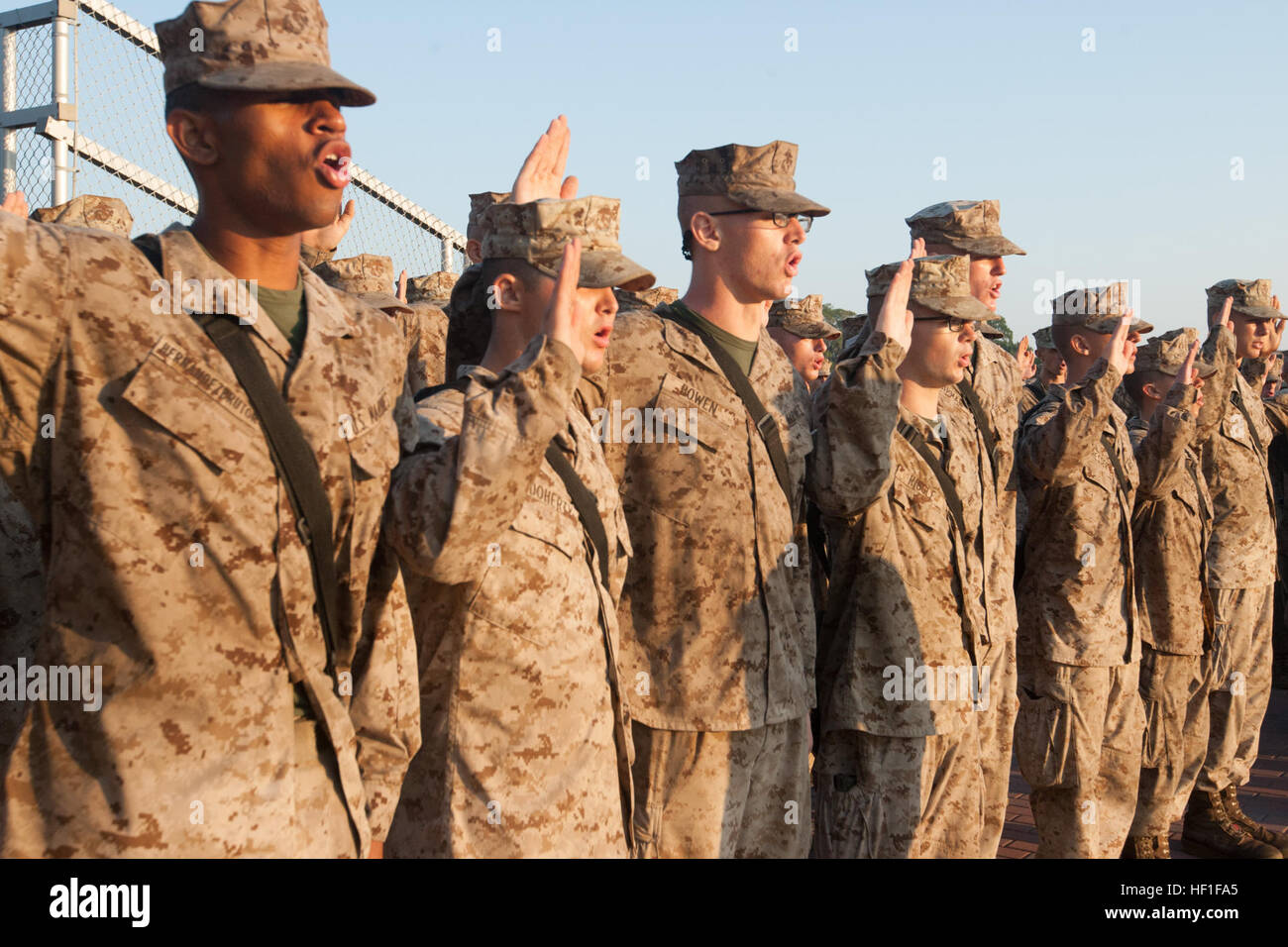 New Marines of Delta Company, 1st Recruit Training Battalion, renew the ...