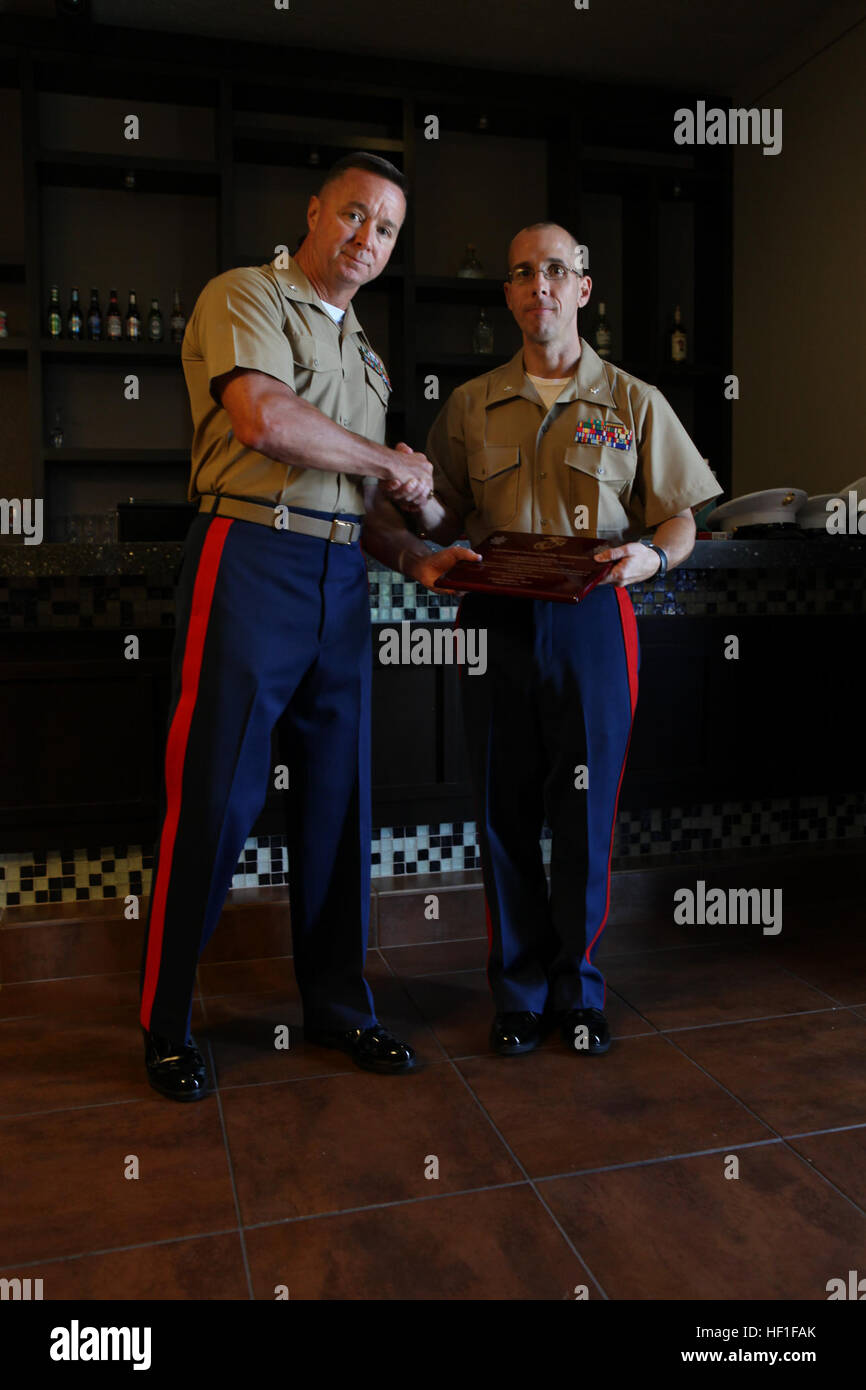 U.S. Marine Corps Col. Donald L. Revell (left), outgoing commanding ...