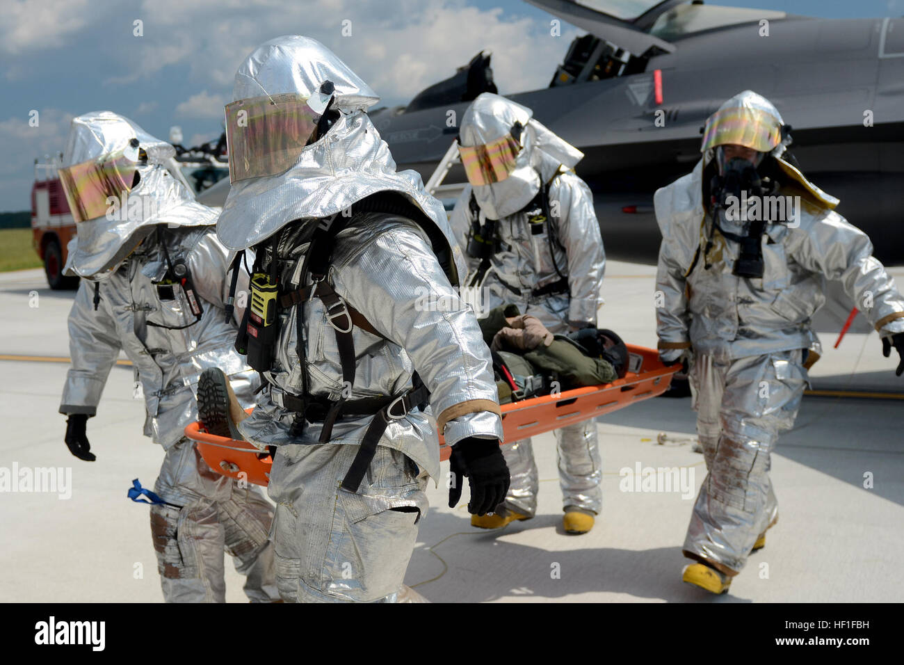 U.S. Air Force firefighters with the 169th Civil Engineer Squadron at ...