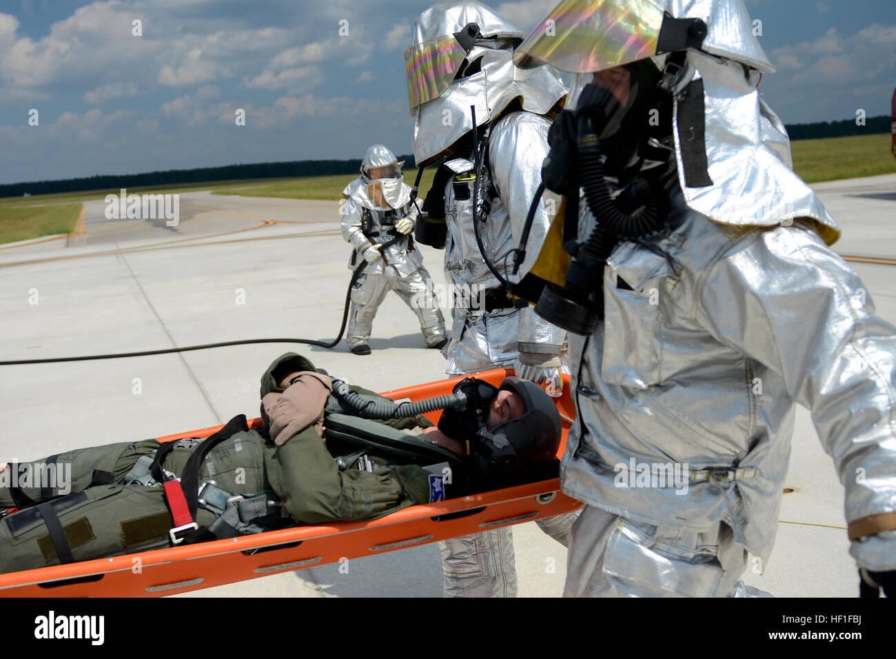 U.S. Air Force firefighters with the 169th Civil Engineer Squadron at ...
