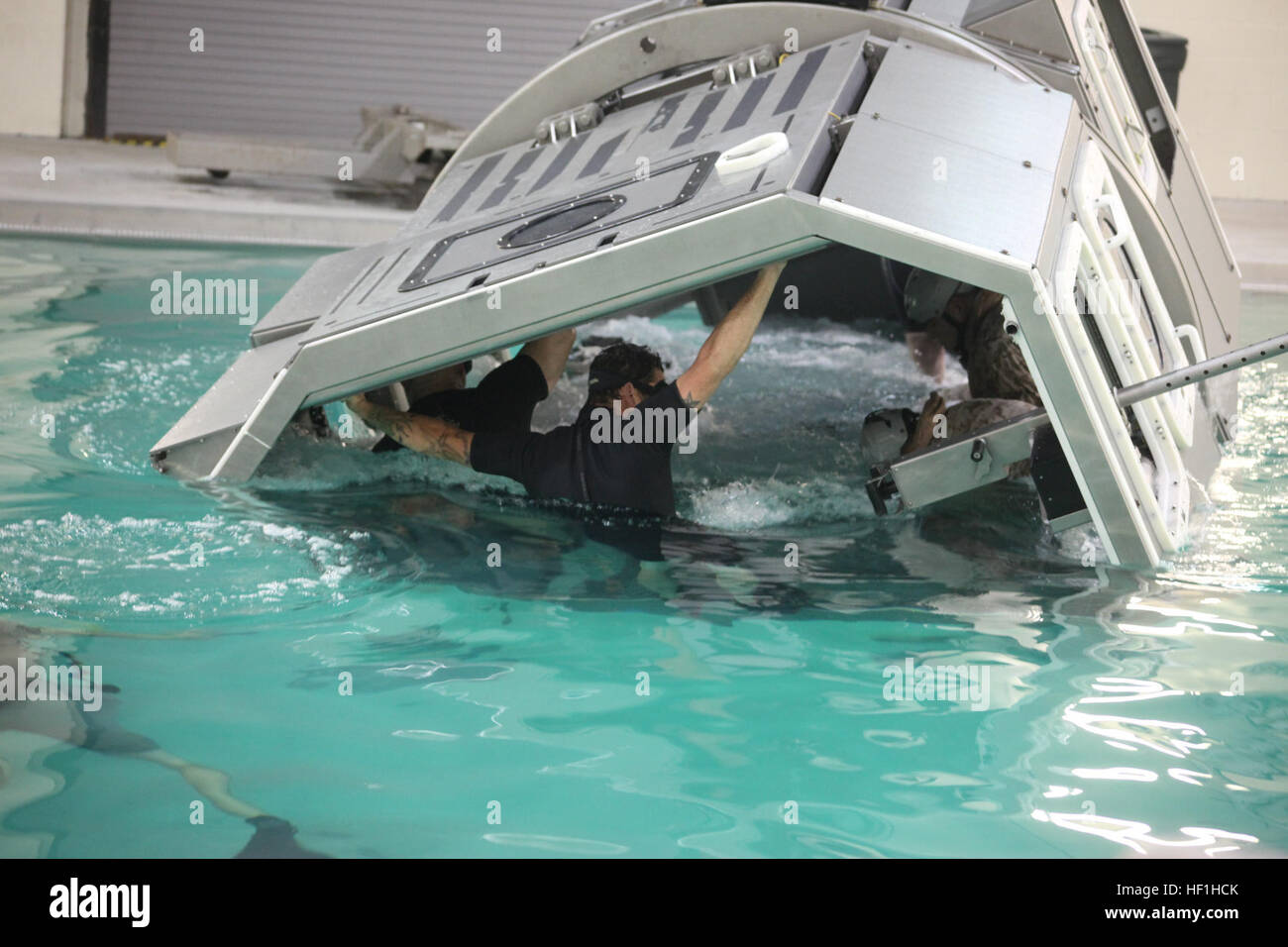 Marines with Marine Attack Squadron 223 perform Helo Dunker training at ...