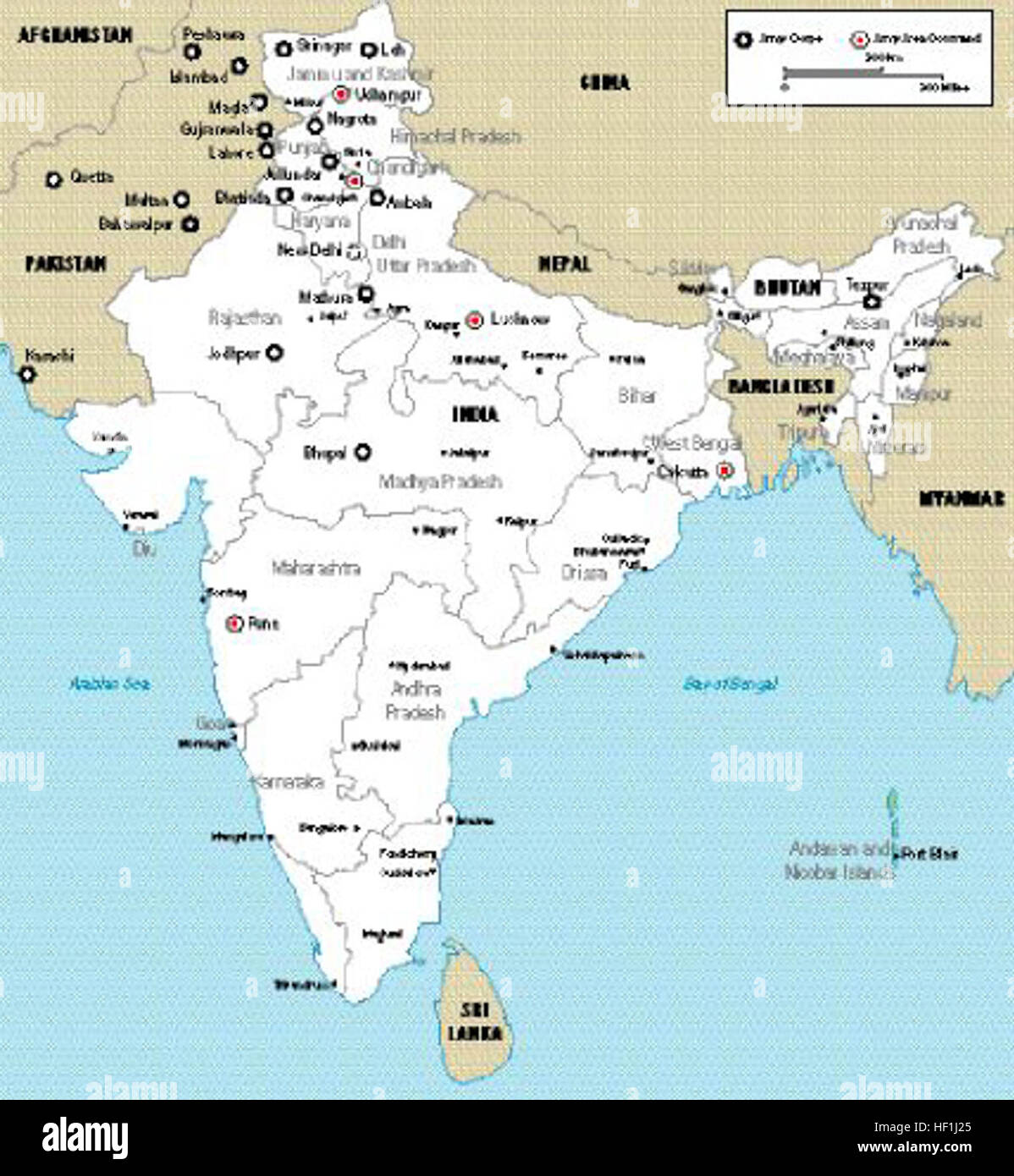 Comparative Army Corps Distribution. India and Pakistan Stock Photo - Alamy