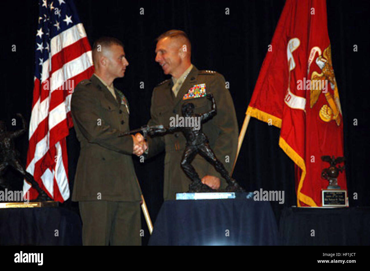 Marine Corps Commandant Gen. Michael W. Hagee congratulates Capt ...