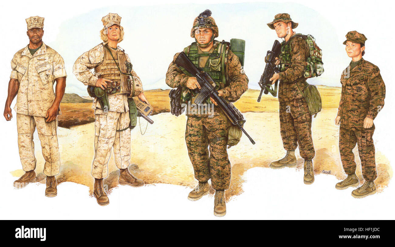 Marine Corps personnel wear MARPAT camouflage uniforms designed for ...