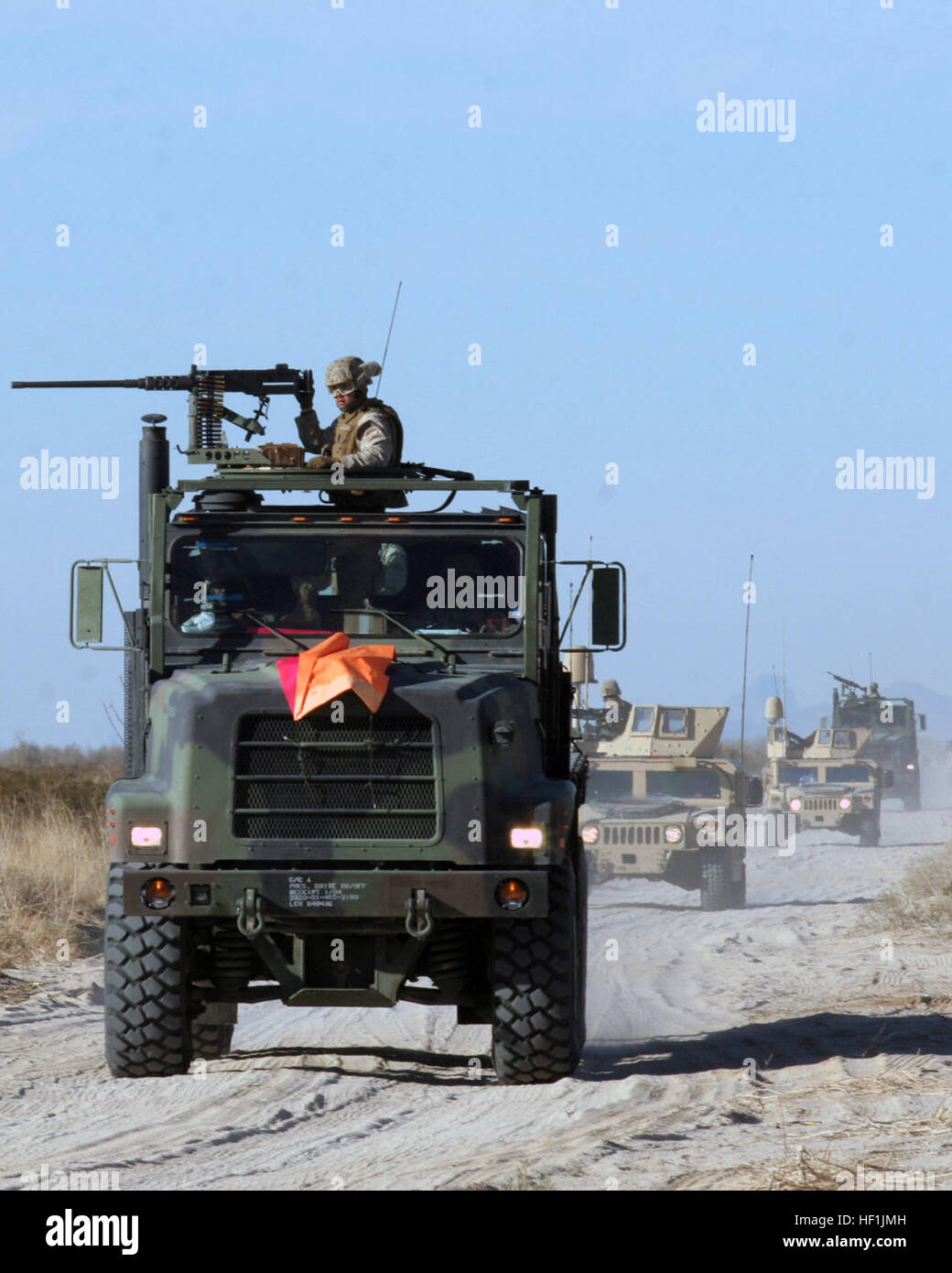 Marines from Marine Wing Support Squadron 374 conduct a convoy movement ...