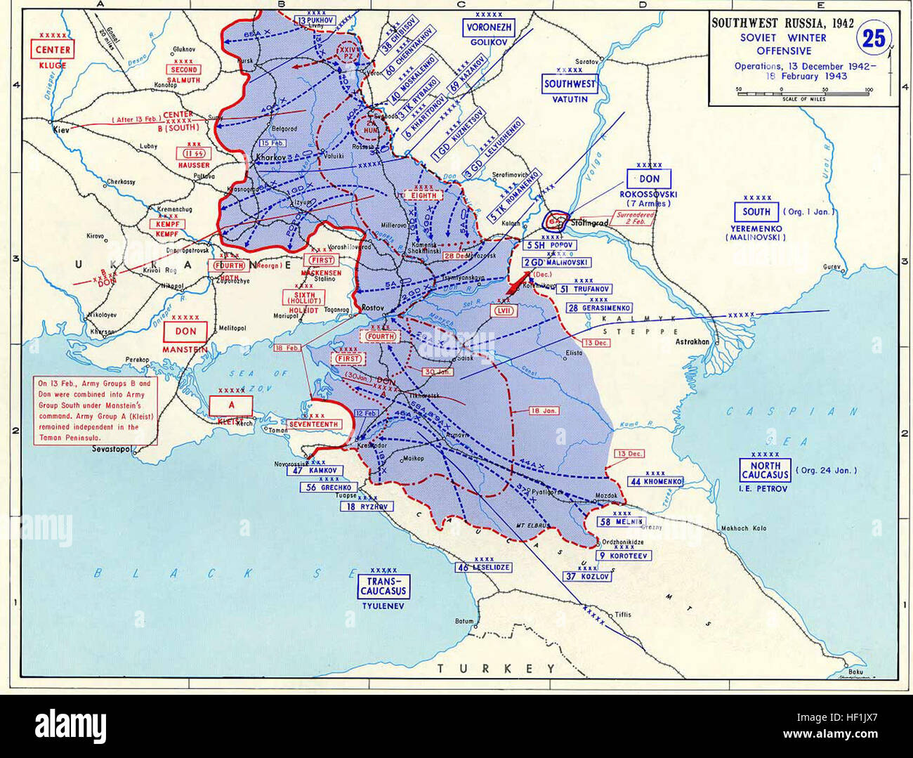 Ww2 map25 Dec42 Feb43 Stock Photo - Alamy