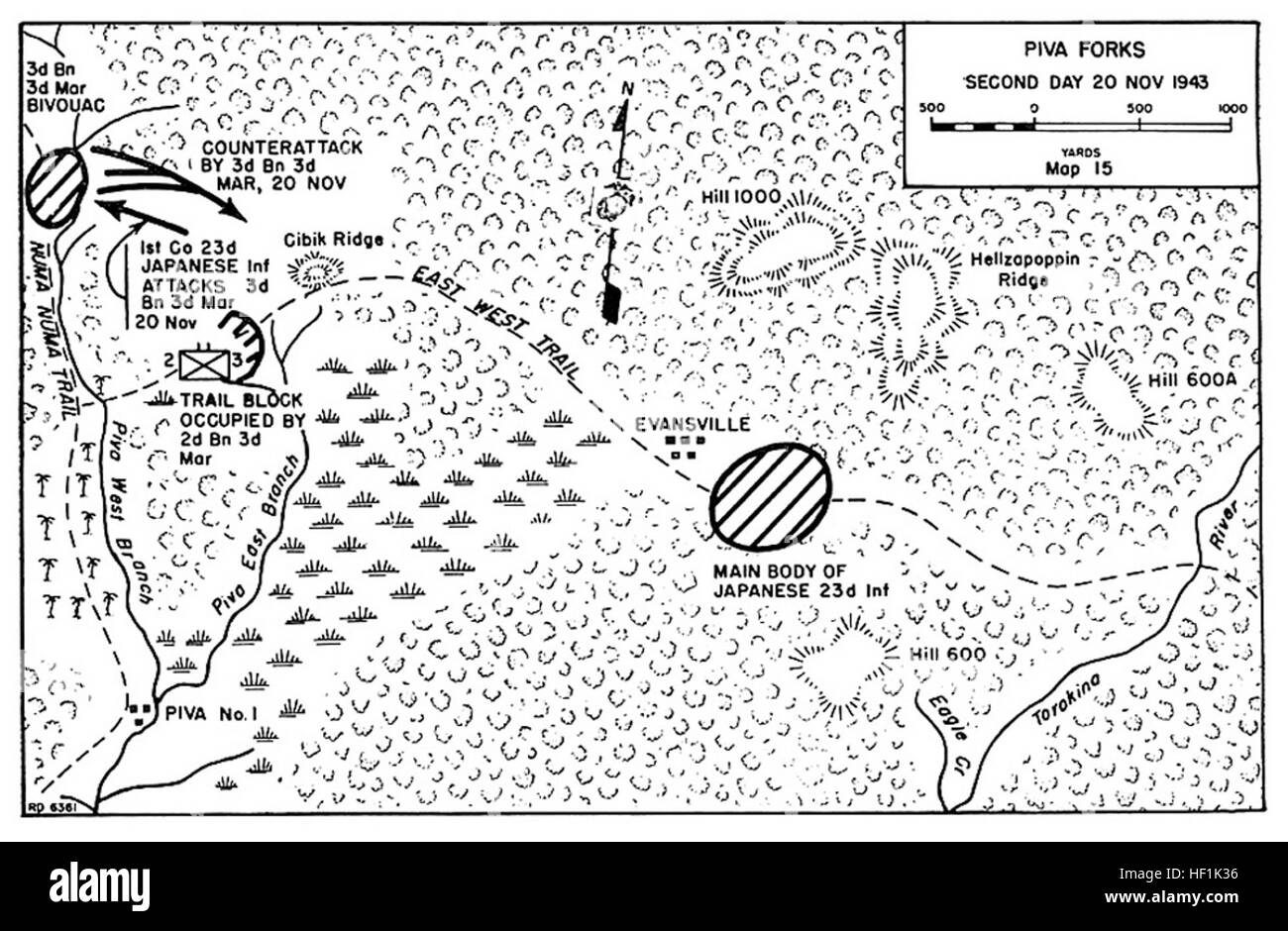 Battle of Piva Forks second day map 20 Nov 43 Stock Photo - Alamy