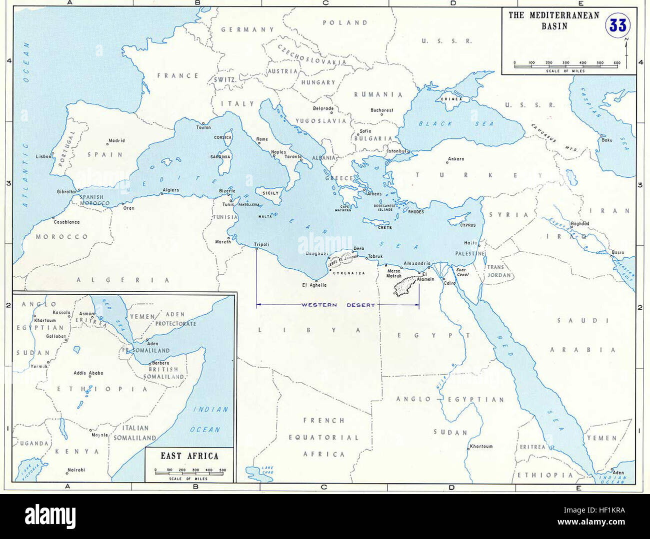 A World War II map displays operational theaters, troop movements, and ...