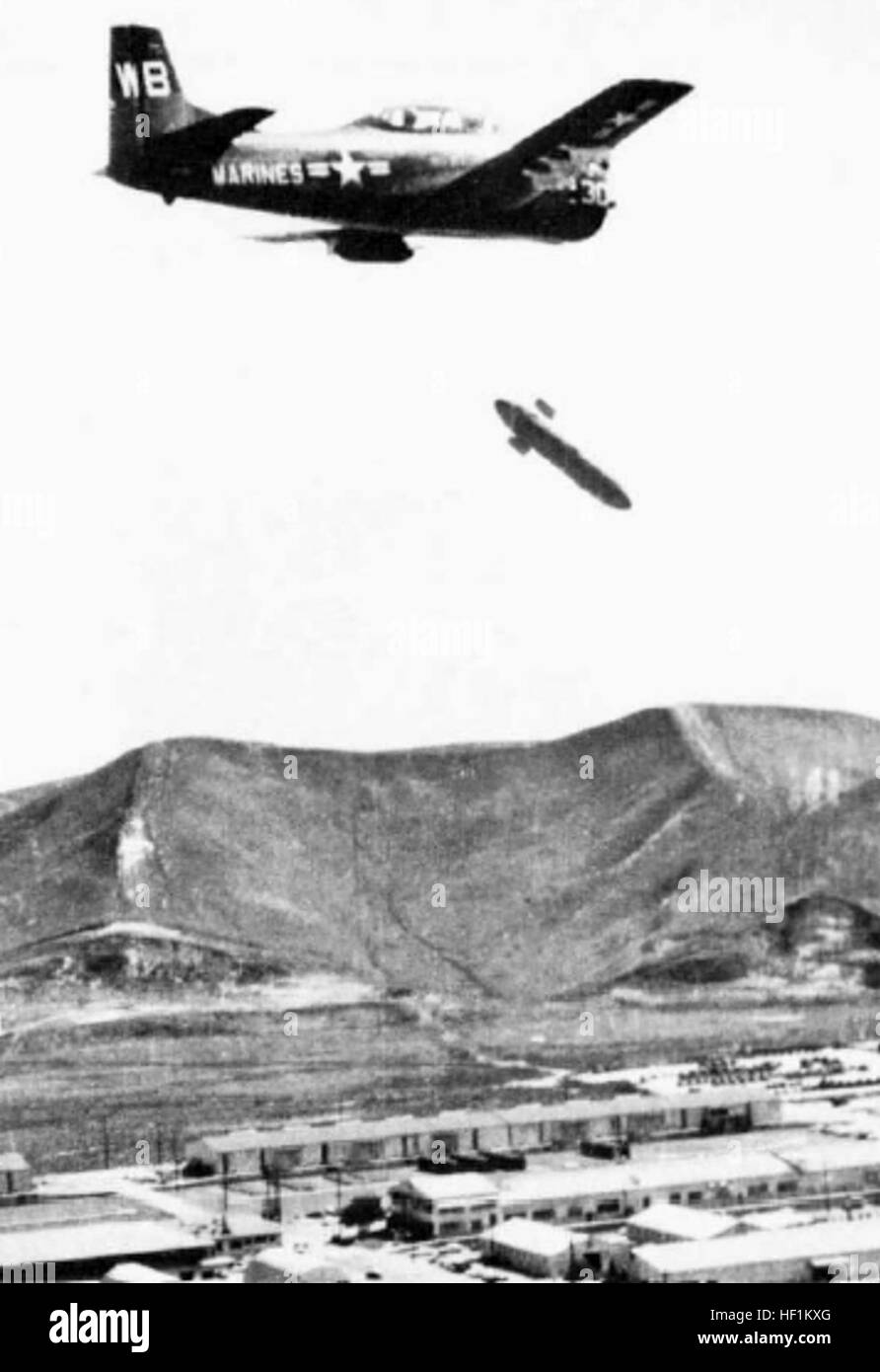 VMO-6 T-28C drops aerial container 1963 Stock Photo - Alamy