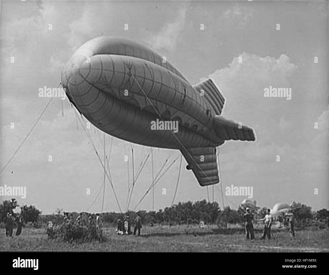 A barrage balloon is deployed at Parris Island as part of training ...