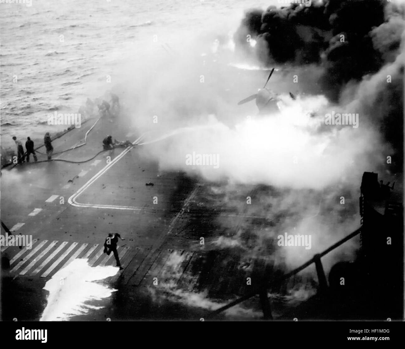Fire fighting on USS Saratoga (CV-3 Stock Photo - Alamy
