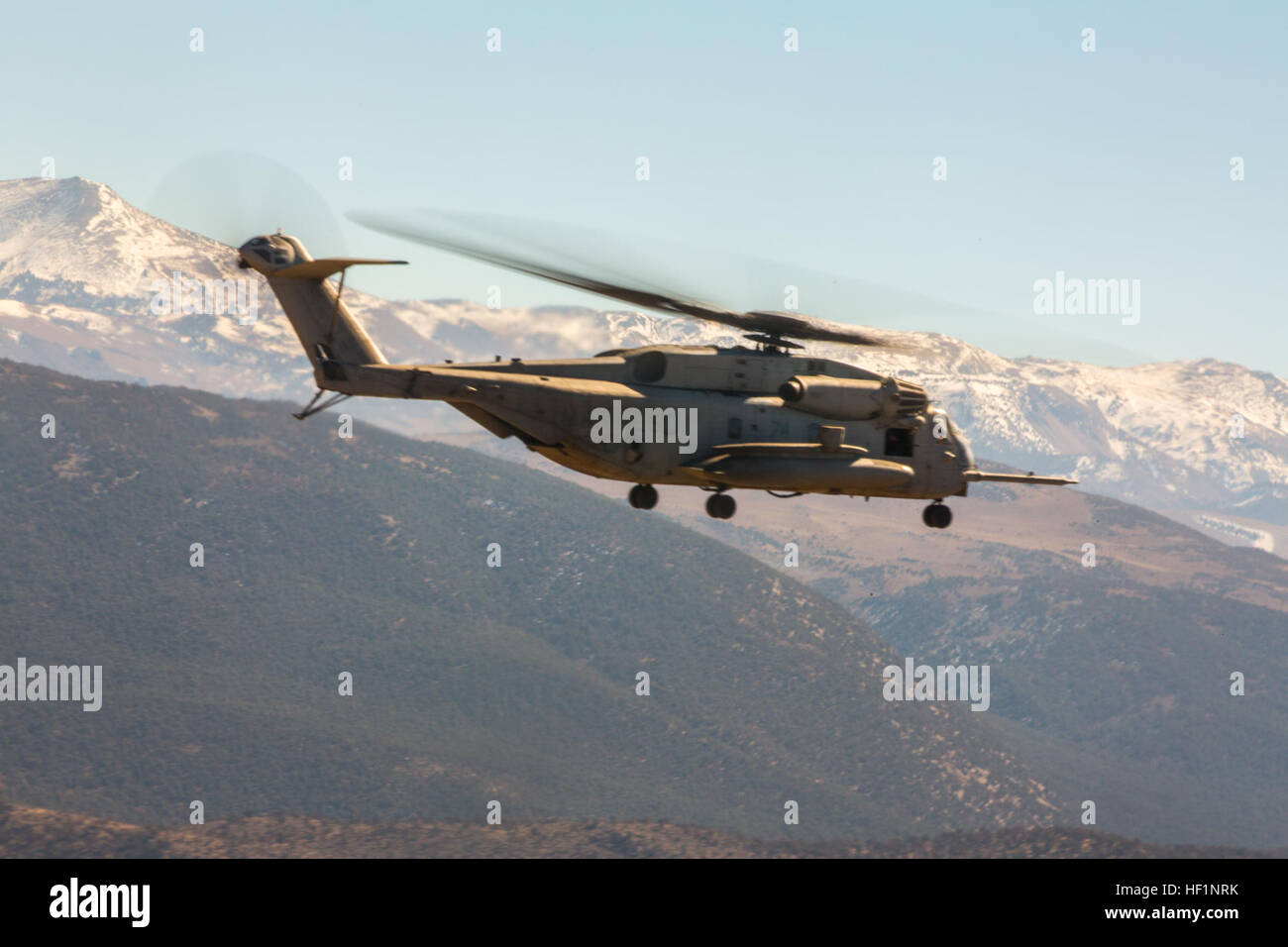 A U.S. Marine Corps CH-53E Super Stallion transport helicopter with ...